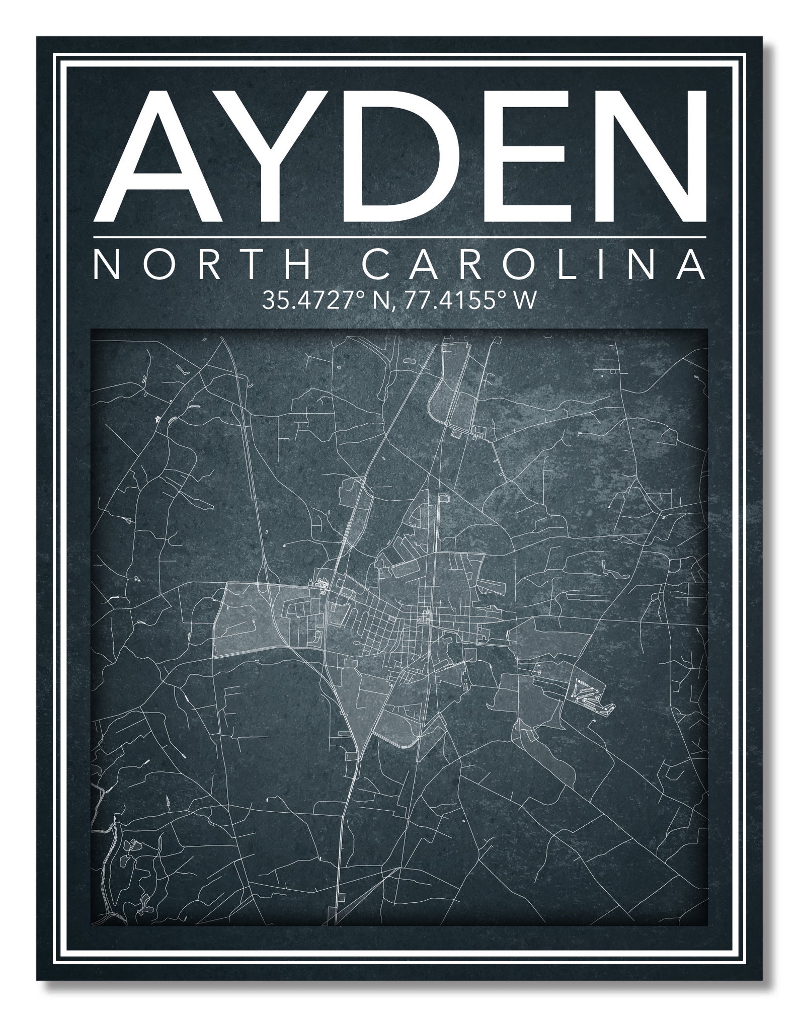 Wall Art Map Print of Ayden North Carolina - Etsy