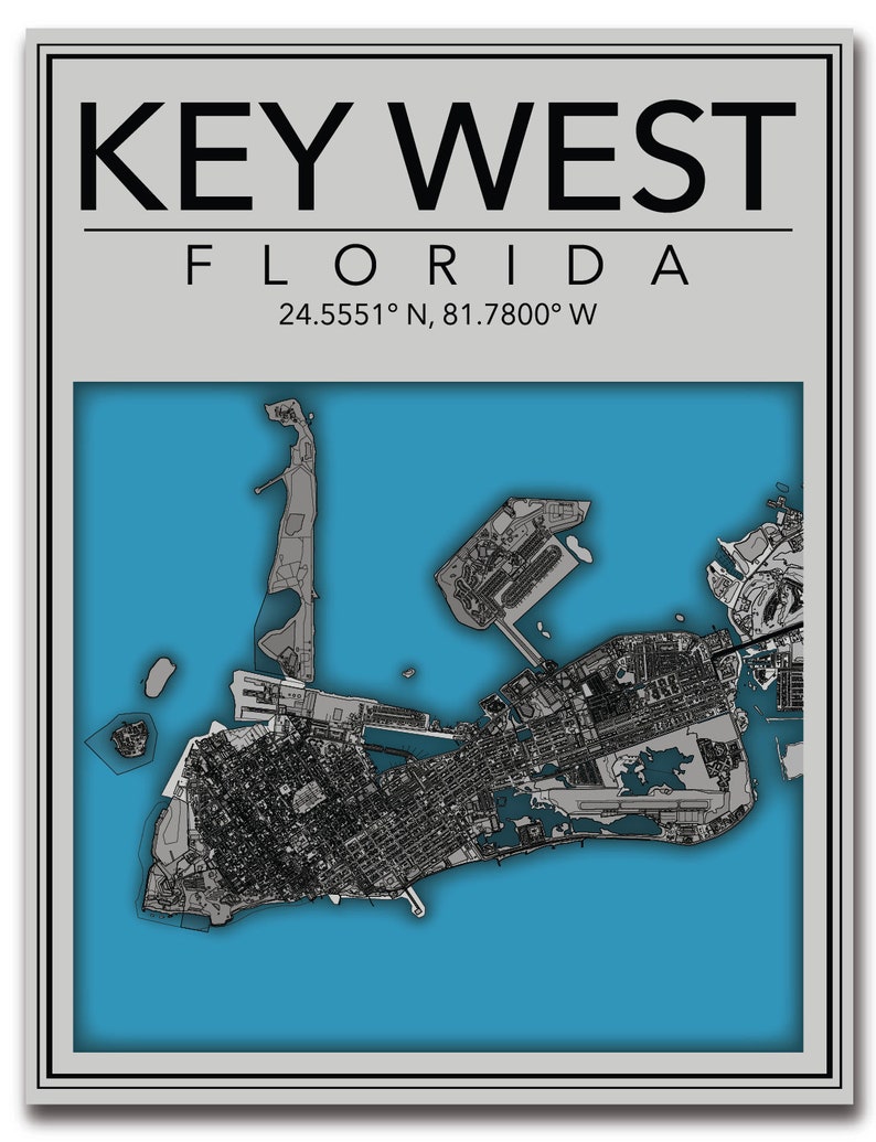 Wall Art Map Key West Florida | Etsy