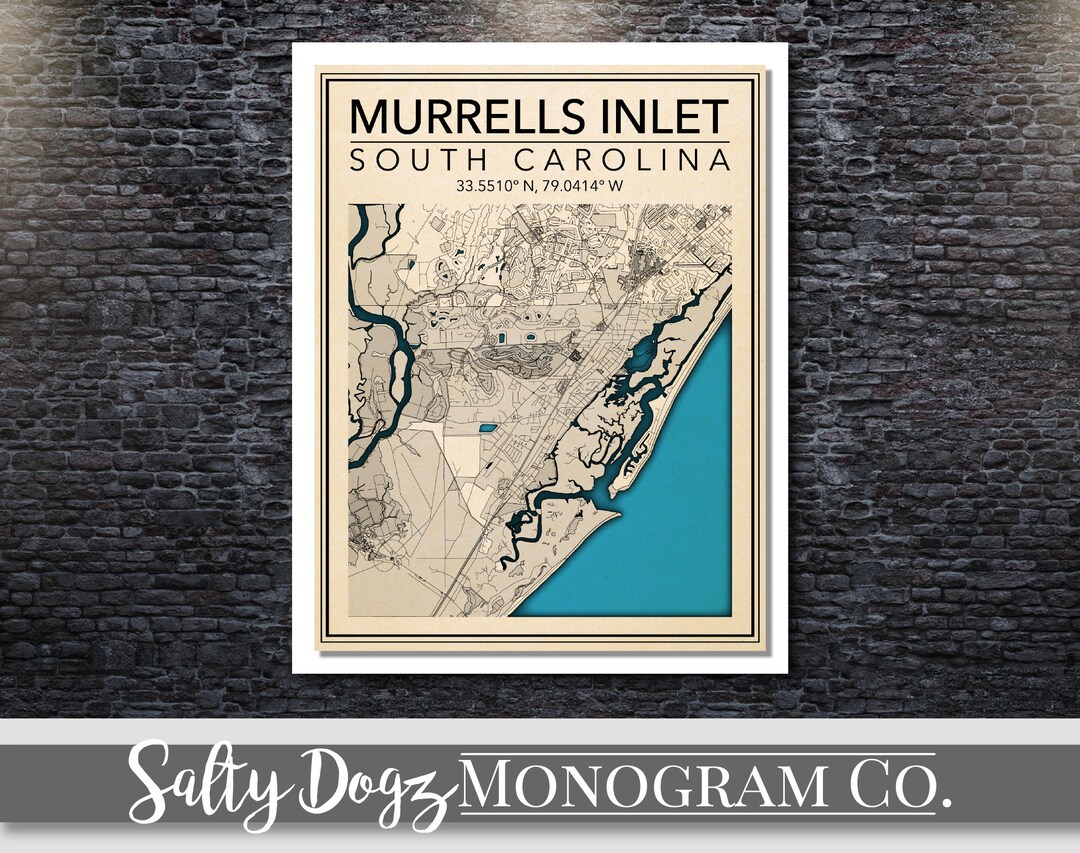 Wall Art Map of Murrells Inlet, South Carolina!!! - Etsy