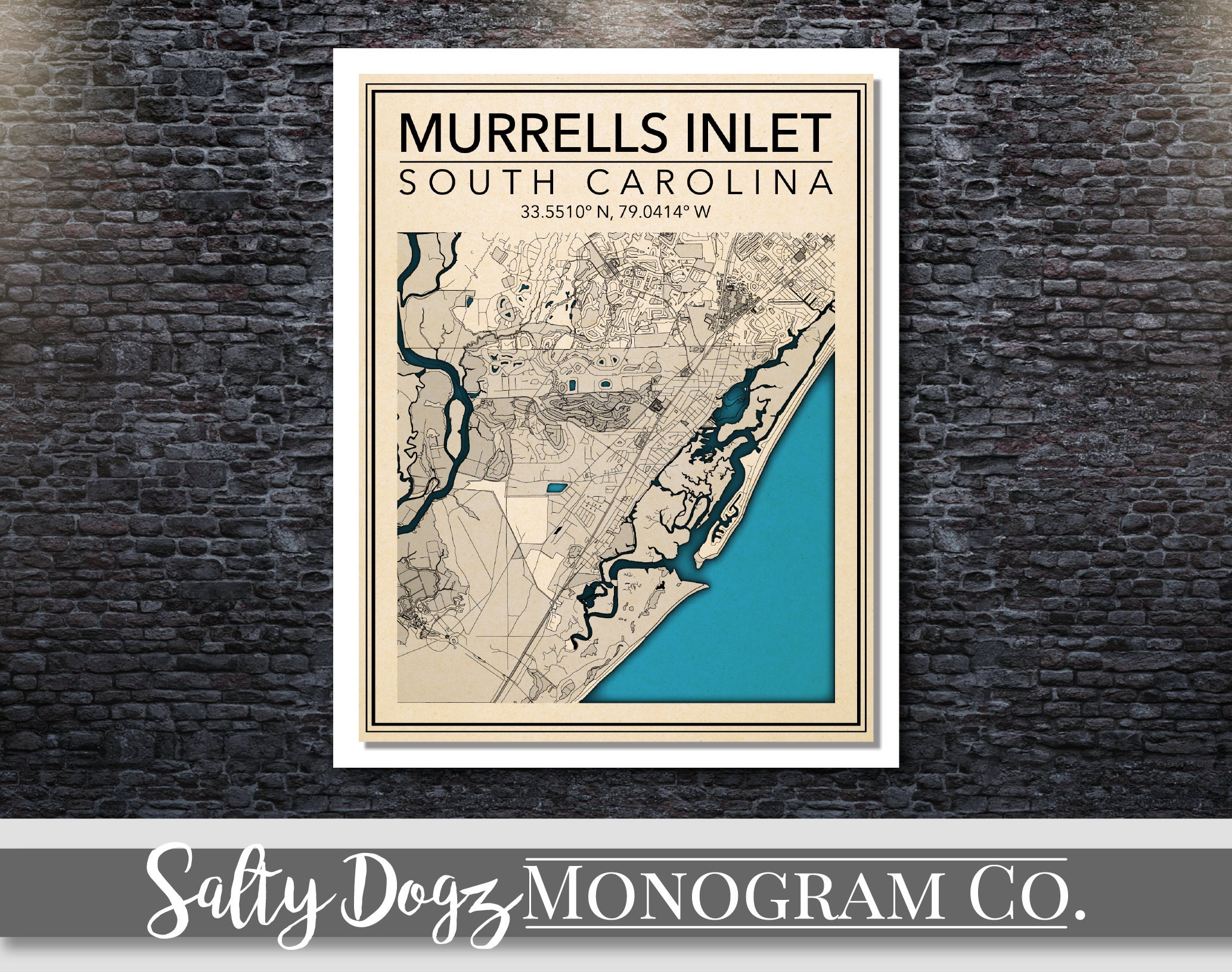 Wall Art Map of Murrells Inlet South Carolina - Etsy