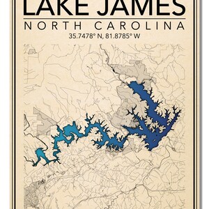 Wall Art Map Print of Lake James, North Carolina!!! - Etsy