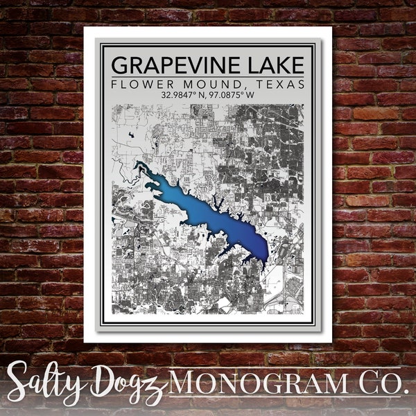 Lake Grapevine Map - Etsy