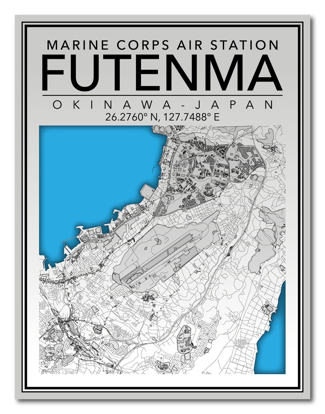 Wall Art Map United States Marine Corps Air Station Futenma - Etsy India