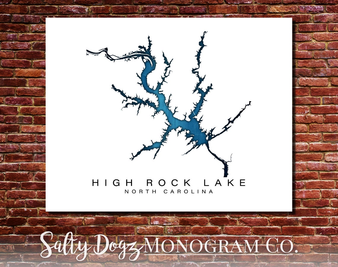 Wall Art Map Print of High Rock Lake North Carolina - Etsy