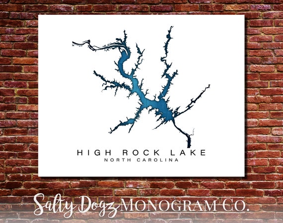 Wall Art Map Print of High Rock Lake North Carolina | Etsy