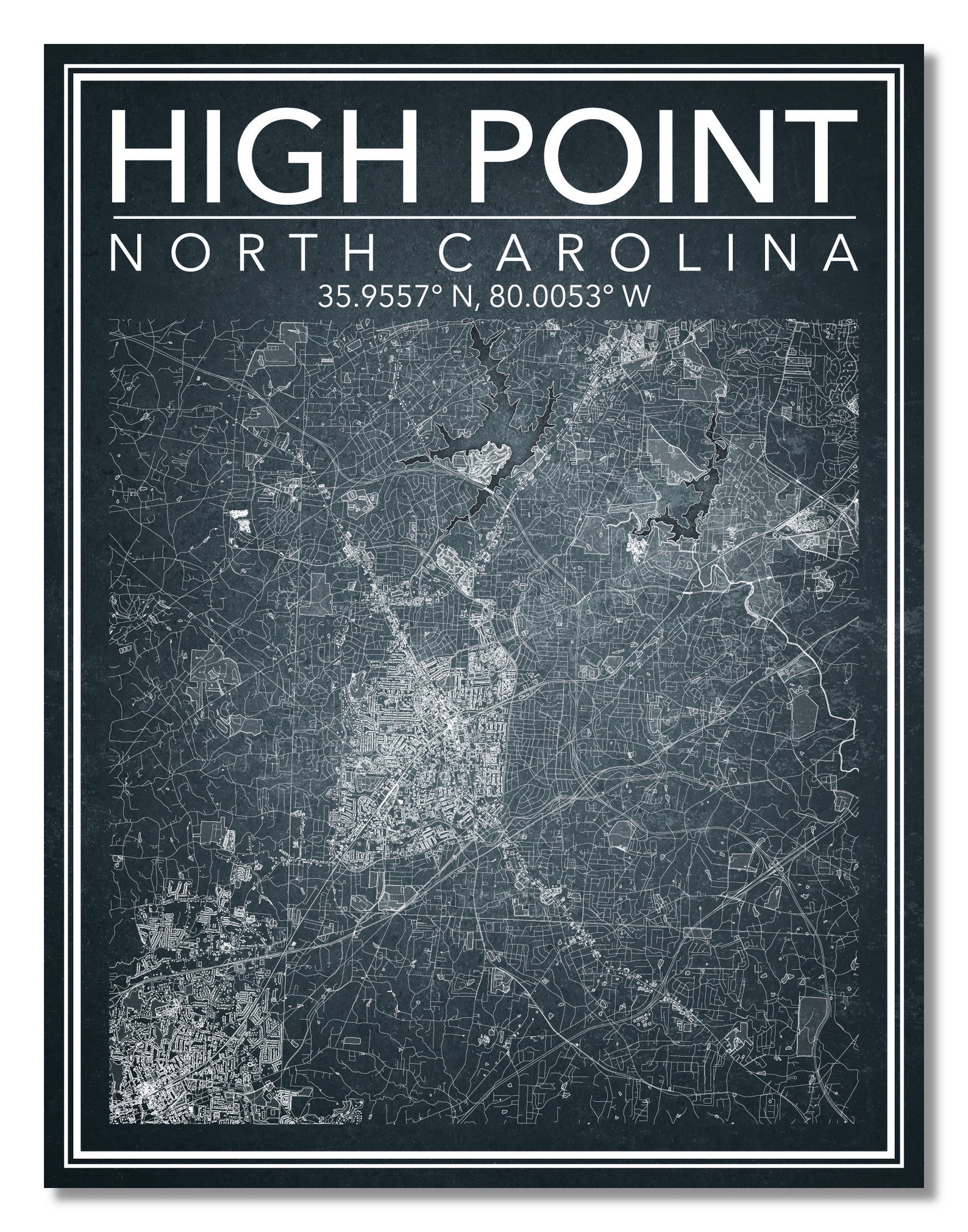 Wall Art Map Print of High Point, North Carolina!!! - Etsy