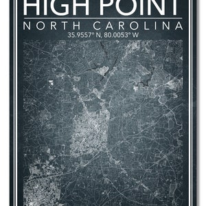 Wall Art Map Print of High Point, North Carolina!!! - Etsy