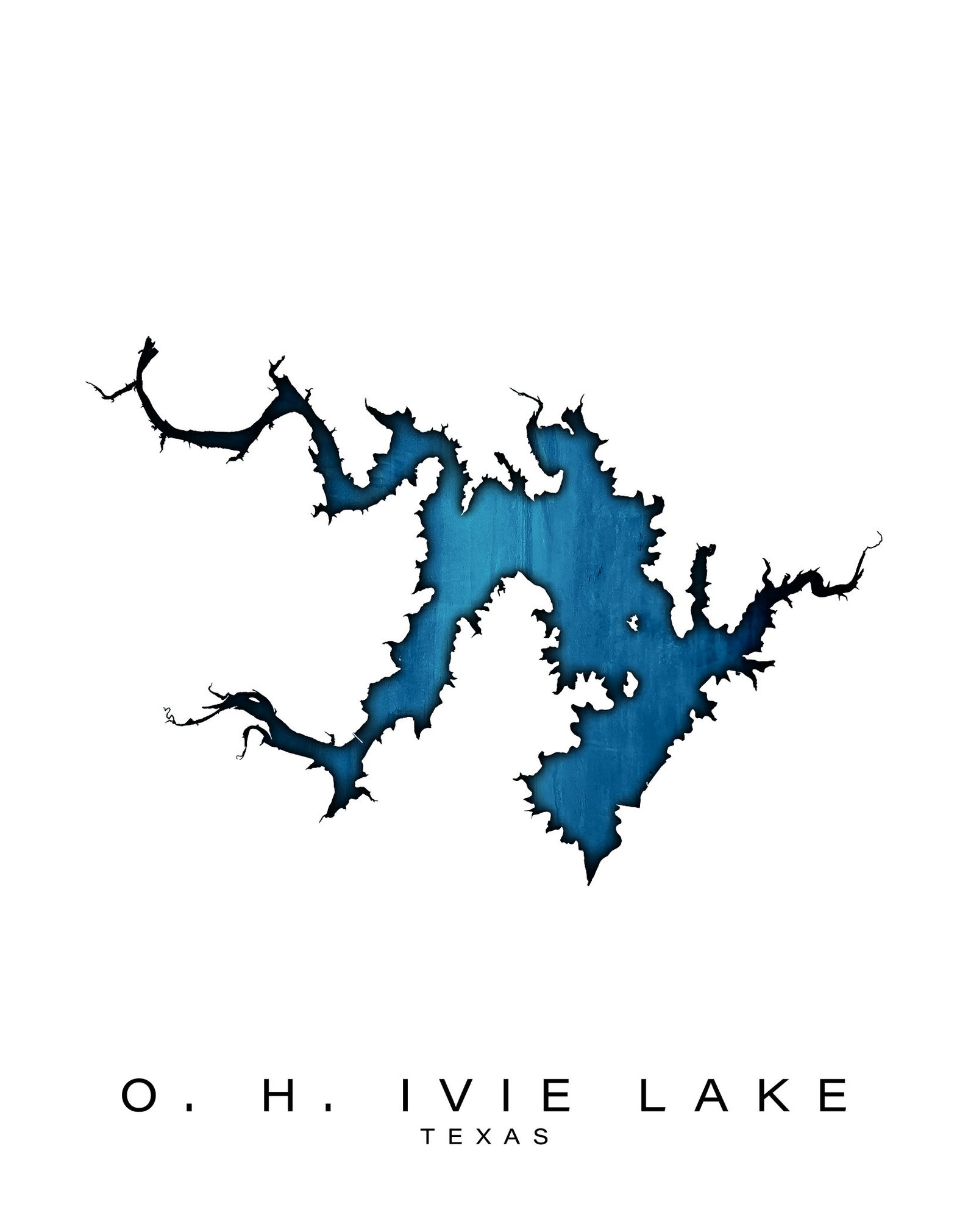 Wall Art Map Print of O. H. Ivie Lake Concho County Texas - Etsy