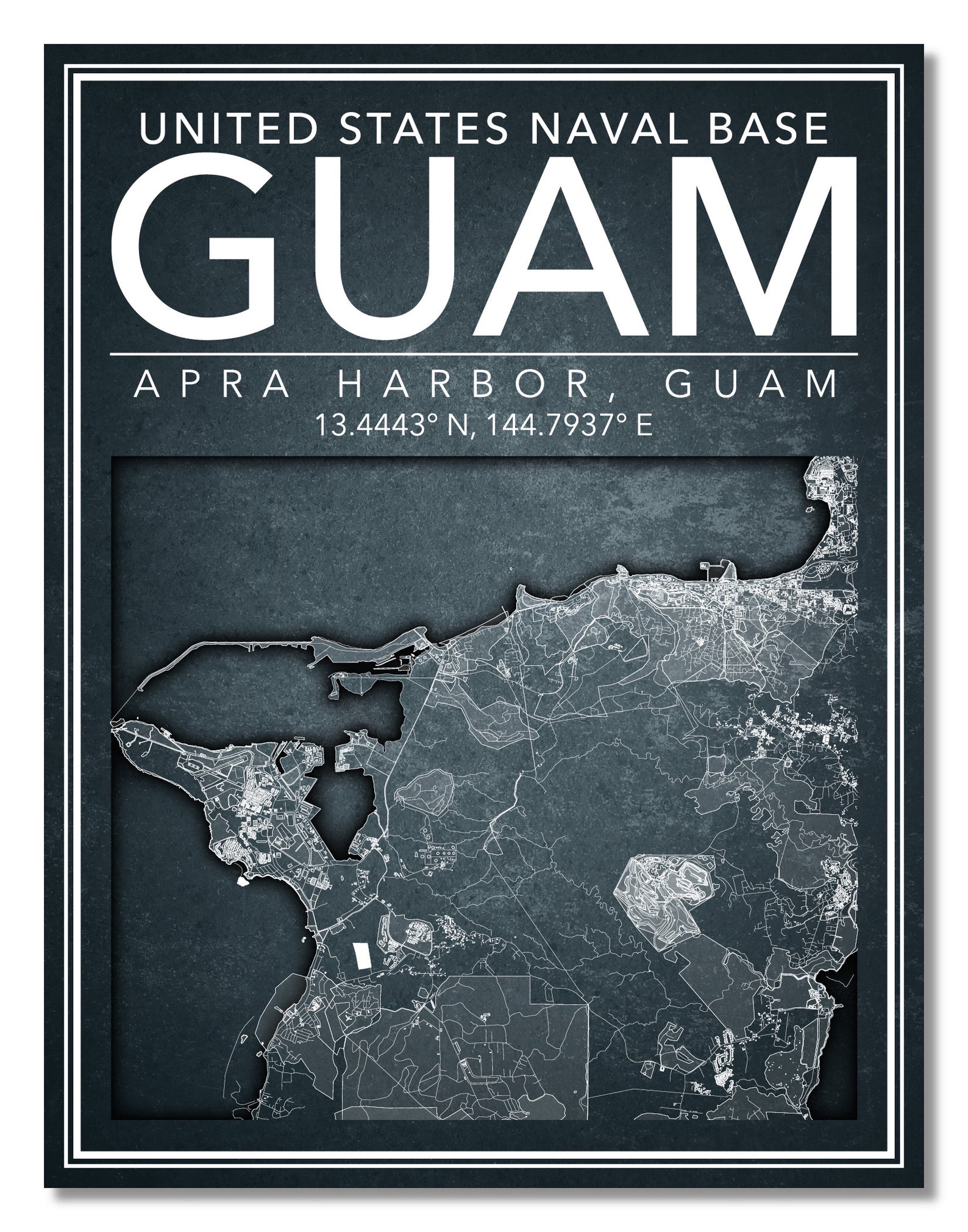 Wall Art Map Print of Naval Base Guam - Etsy