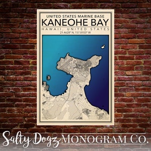 DIGITAL DOWNLOAD 24x36in Print of Marine Corps Air Station Kaneohe Bay ...