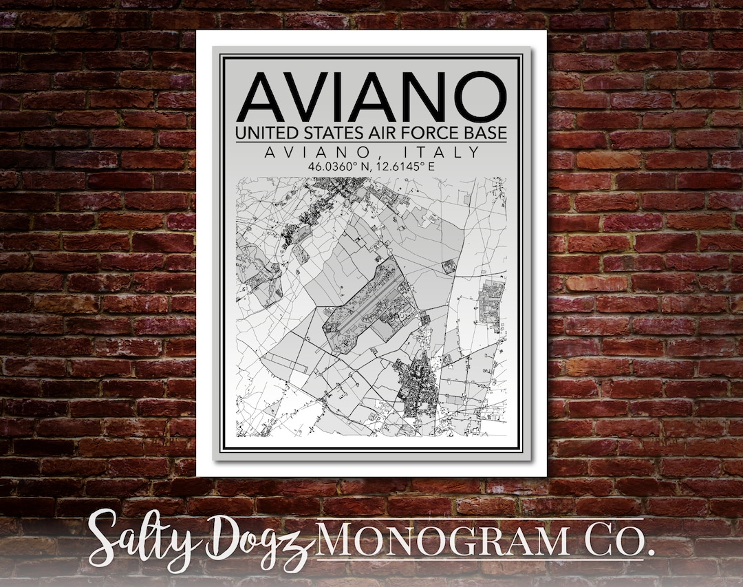 Wall Art Map of Aviano Air Base - Aviano, Pordenone, Friuli-venezia ...