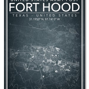 Wall Art Map United States Army Post Fort Hood, Texas!! - Etsy