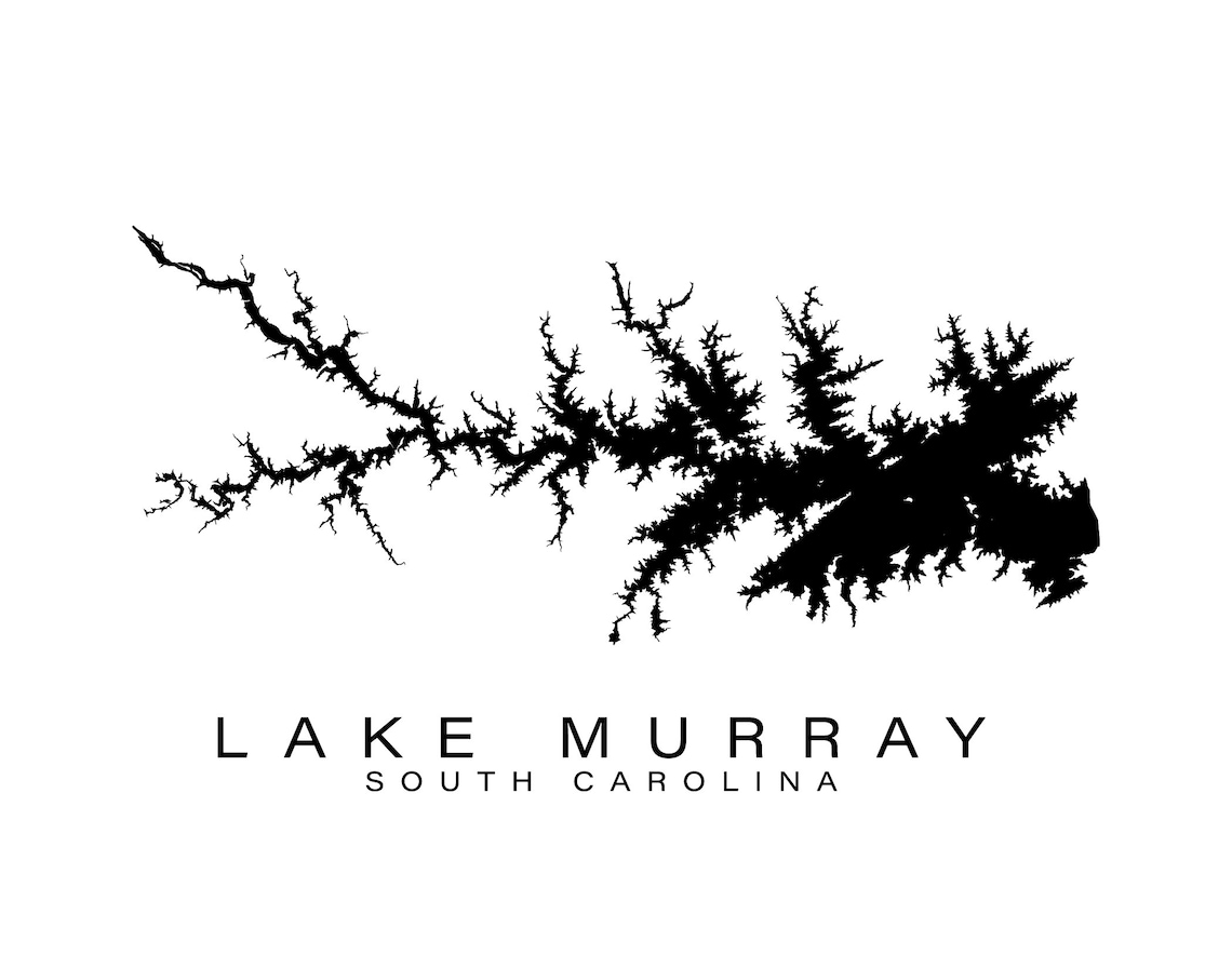 Wall Art Map Print of Lake Murray South Carolina - Etsy
