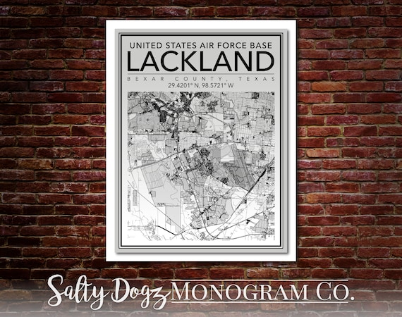 Wall Art Map Print of Lackland Air Force Base San Antonio - Etsy