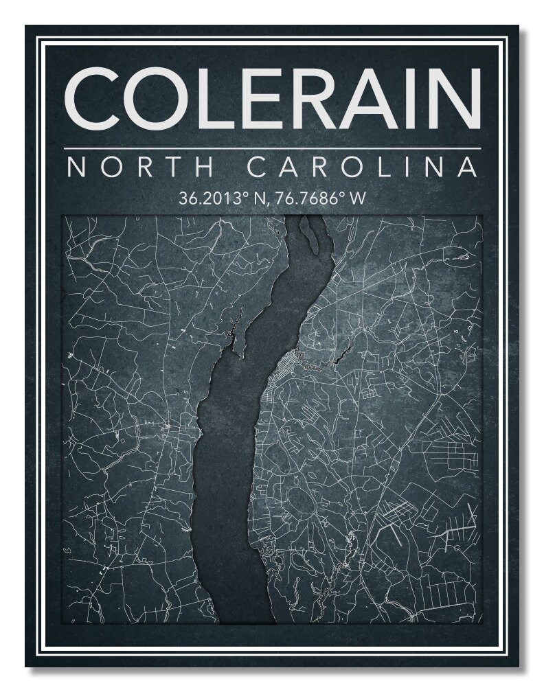 Wall Art Map Colerain North Carolina - Etsy