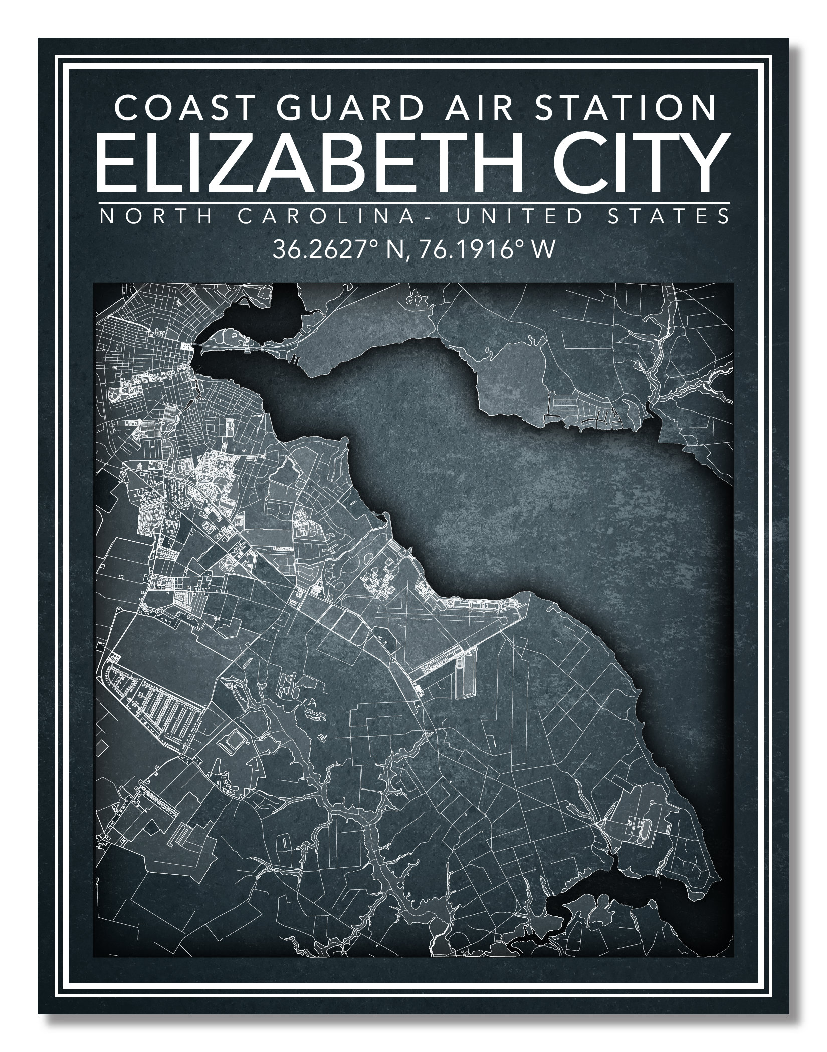 Wall Art Map US Coast Guard Air Station Elizabeth City - Etsy
