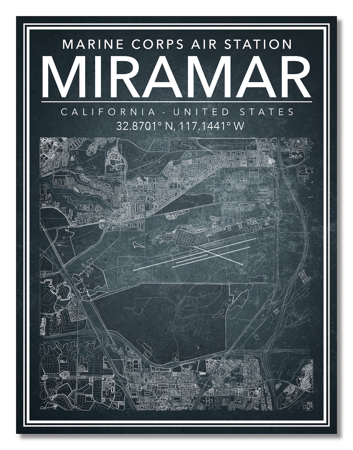 Wall Art Map Marine Corps Air Station Miramar | Etsy