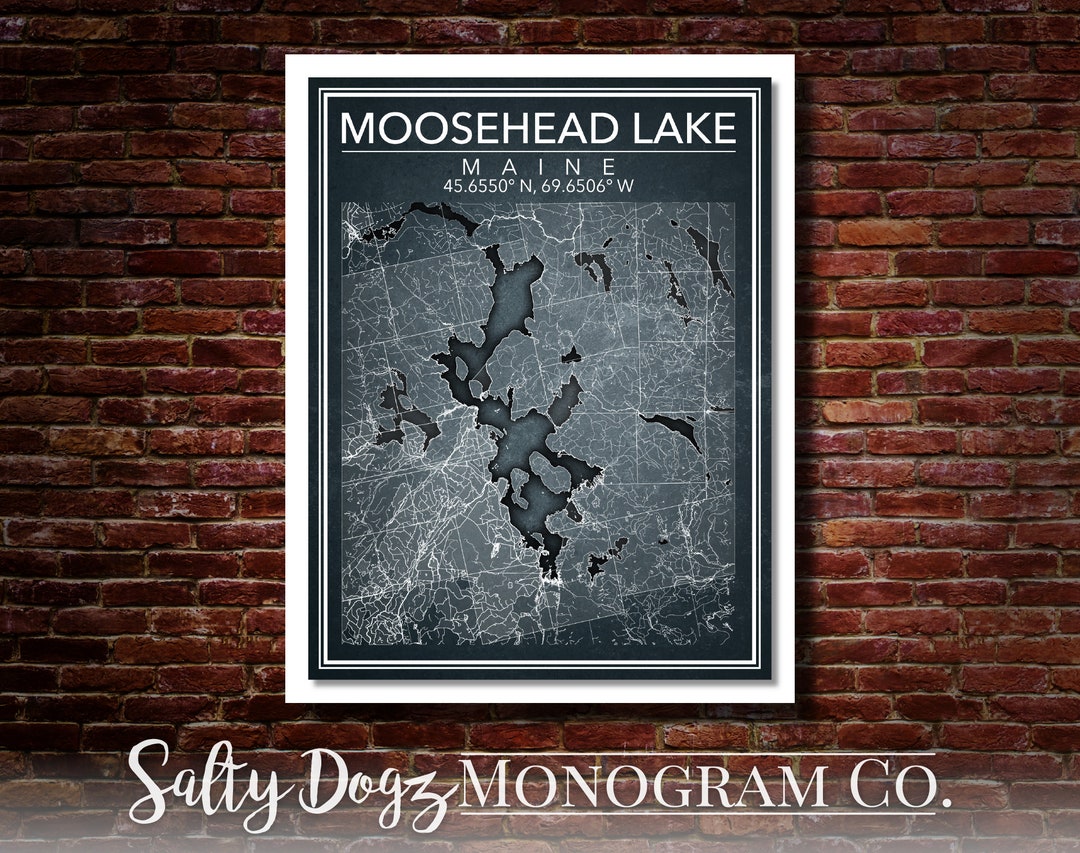 Wall Art Map Print of Moosehead Lake, Maine! - Etsy