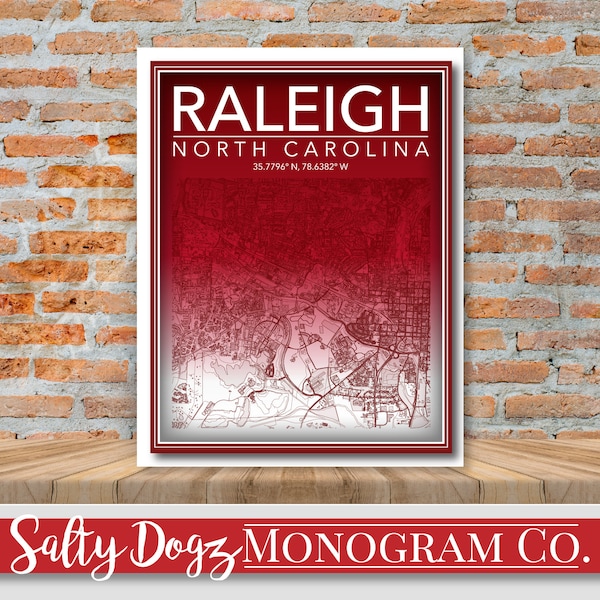Map of Nc State Wall Art - Etsy
