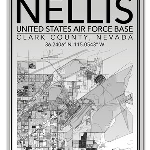 Wall Art Map of Nellis Air Force Base, Clark County, Nevada, United ...