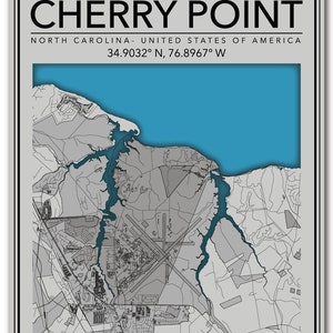 Wall Art Map Marine Corps Air Station Cherry Point Havelock, North ...