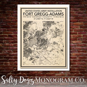 Wall Art Map Print of United States Army Installation Fort Greg-adams ...