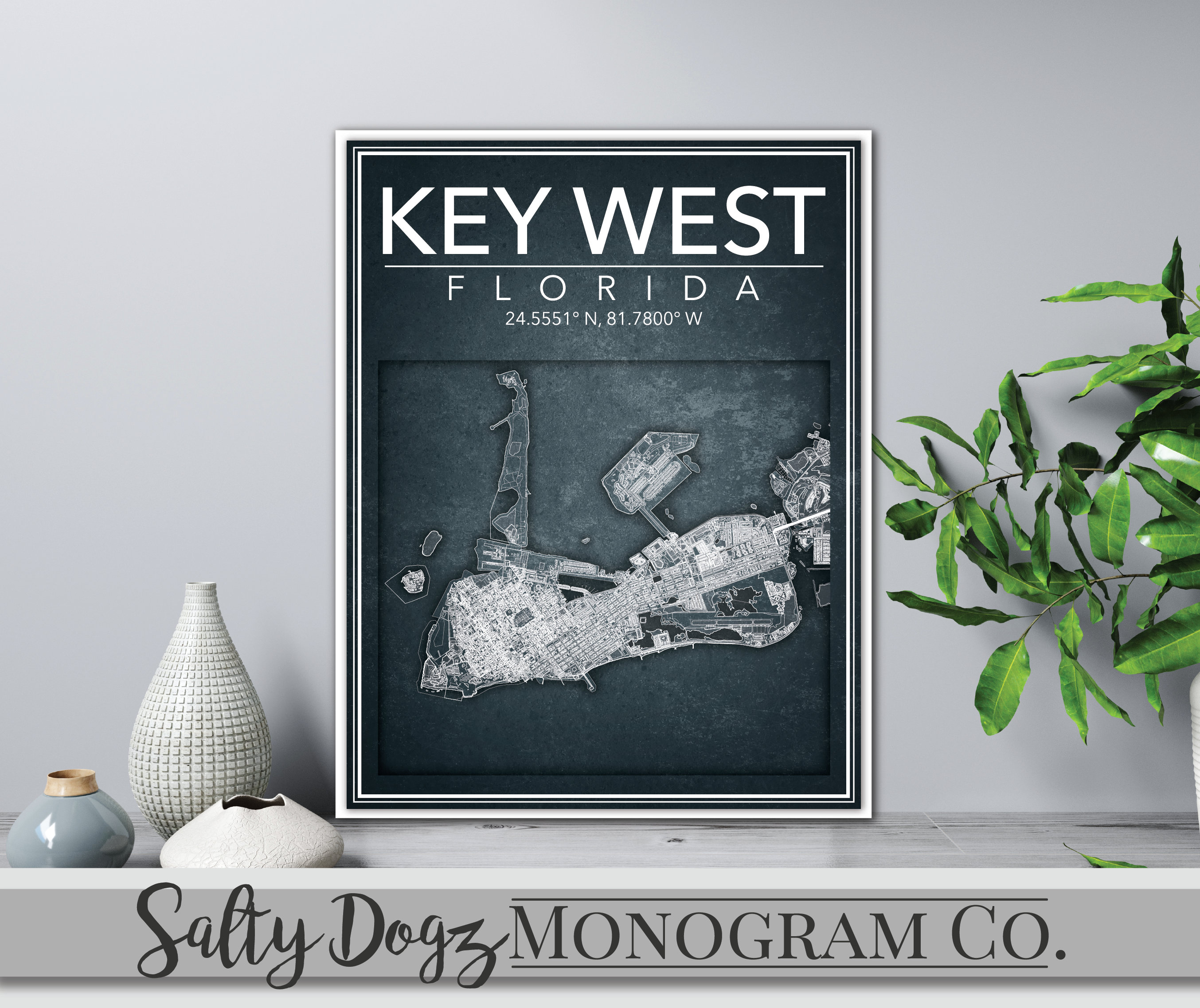 Wall Art Map Key West Florida | Etsy
