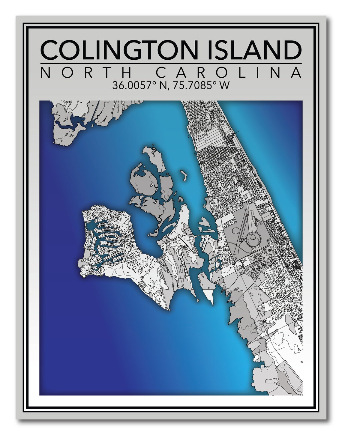 Wall Art Map Print of Colington Island, North Carolina!!! - Etsy