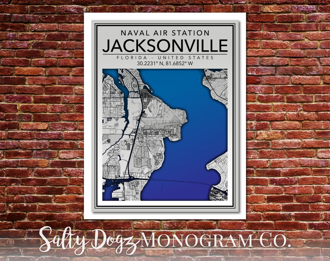 Wall Art Map Print of Naval Air Station Jacksonville Florida - Etsy
