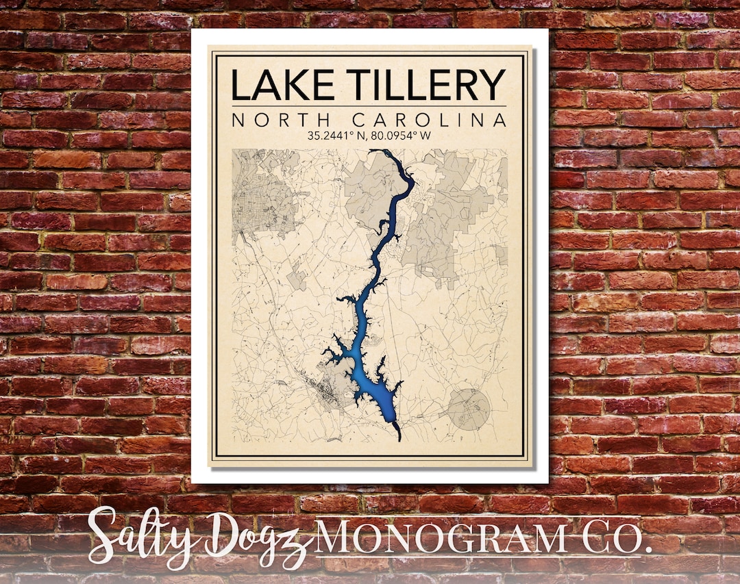 Wall Art Map Print Lake Tillery, NC!! - Etsy