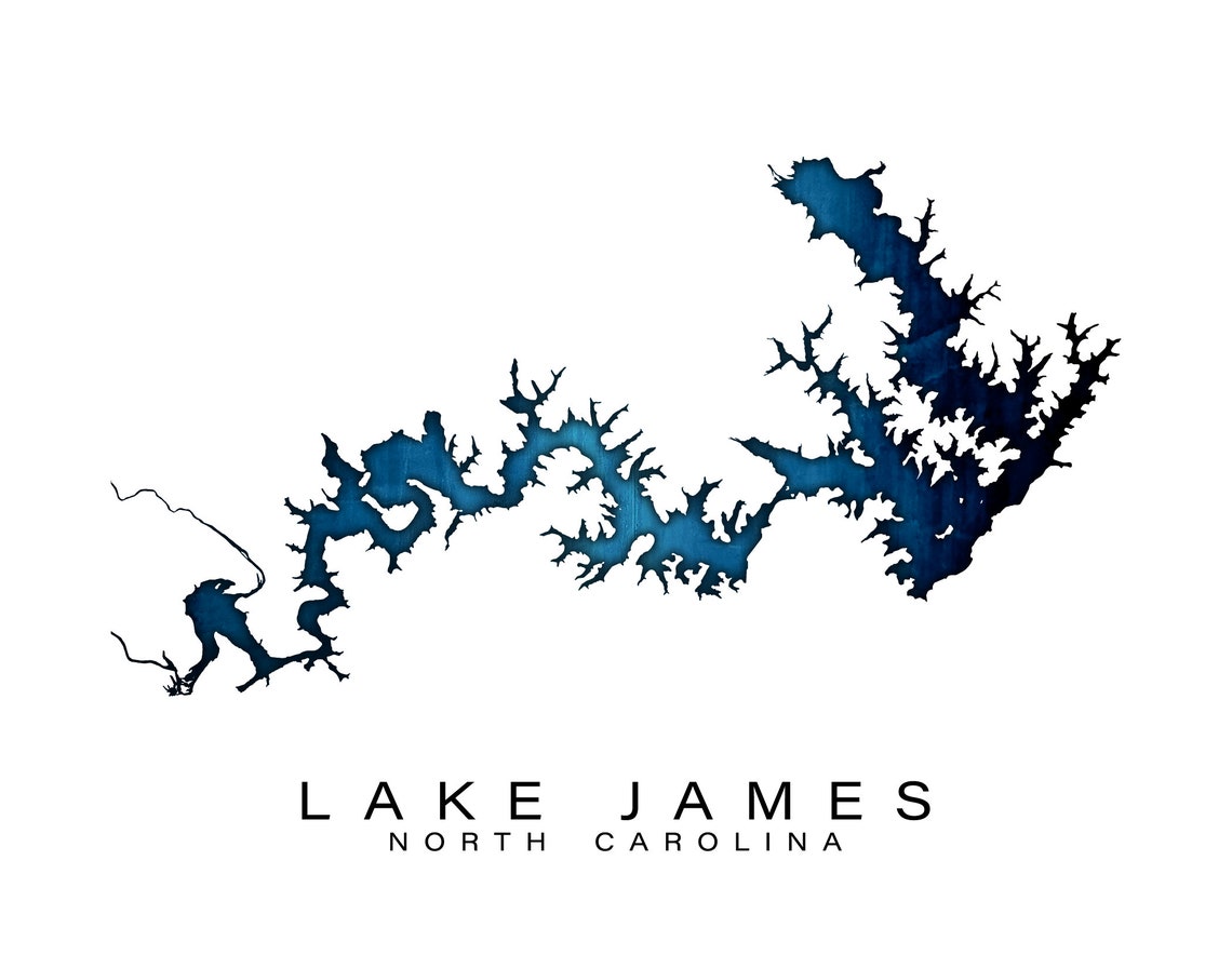 Wall Art Map Print of Lake James North Carolina - Etsy