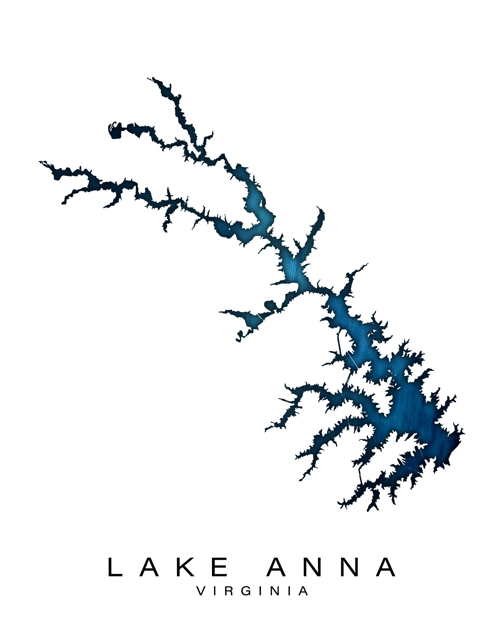 Wall Art Map Print of Lake Anna Virginia - Etsy