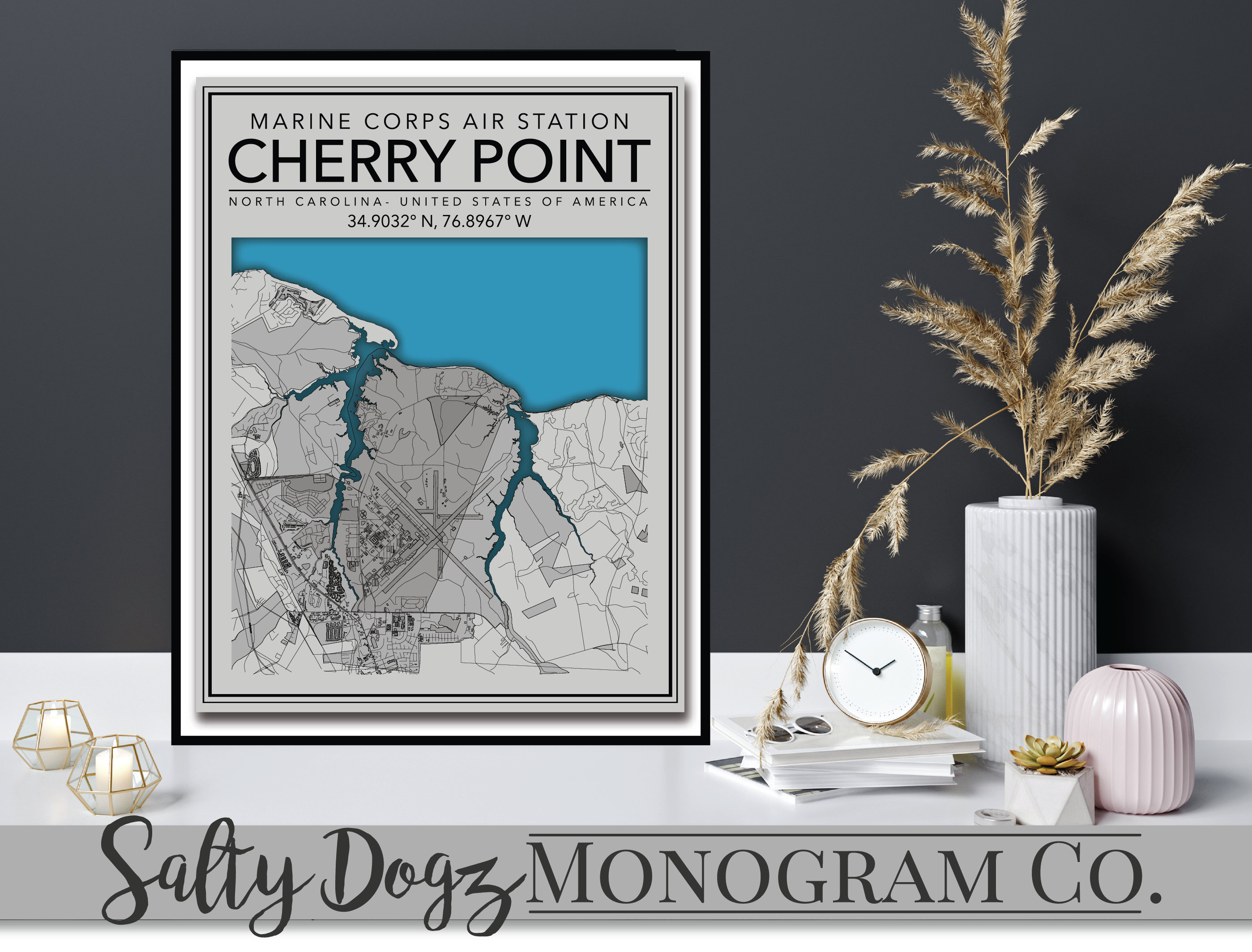 Wall Art Map Marine Corps Air Station Cherry Point Havelock - Etsy