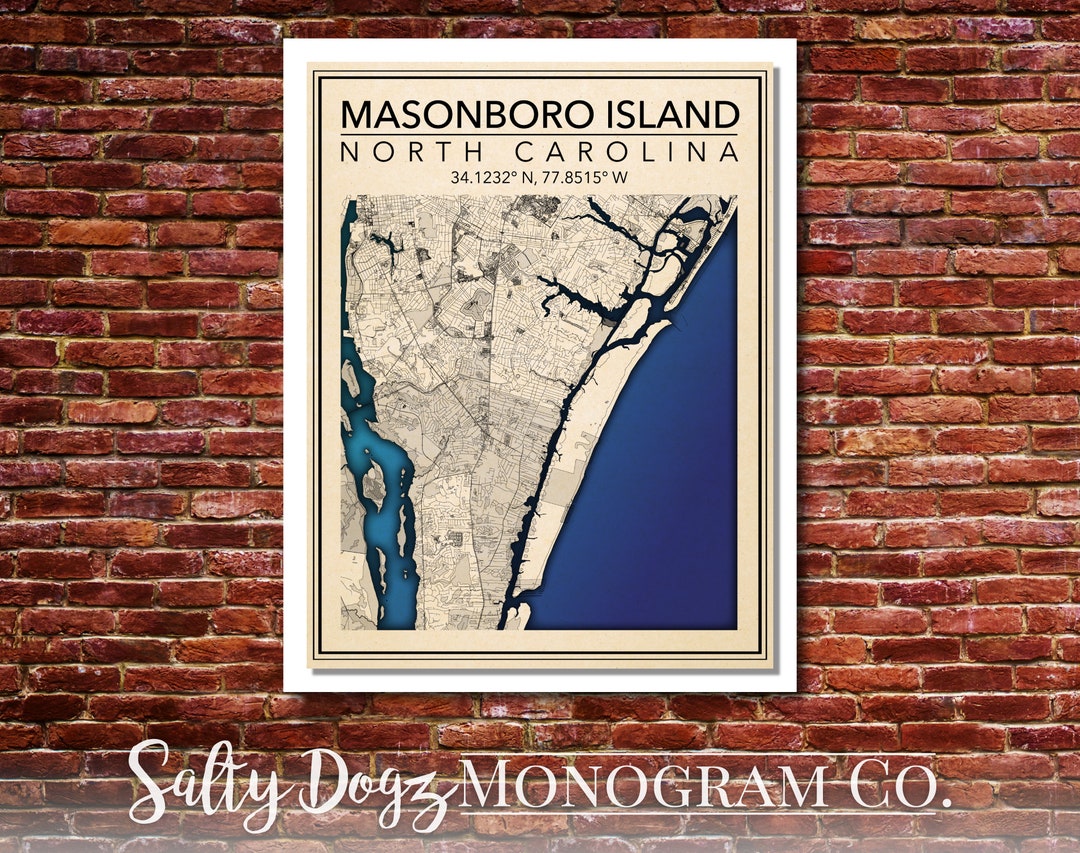 Wall Art Map Print of Masonboro Island, North Carolina!!! - Etsy