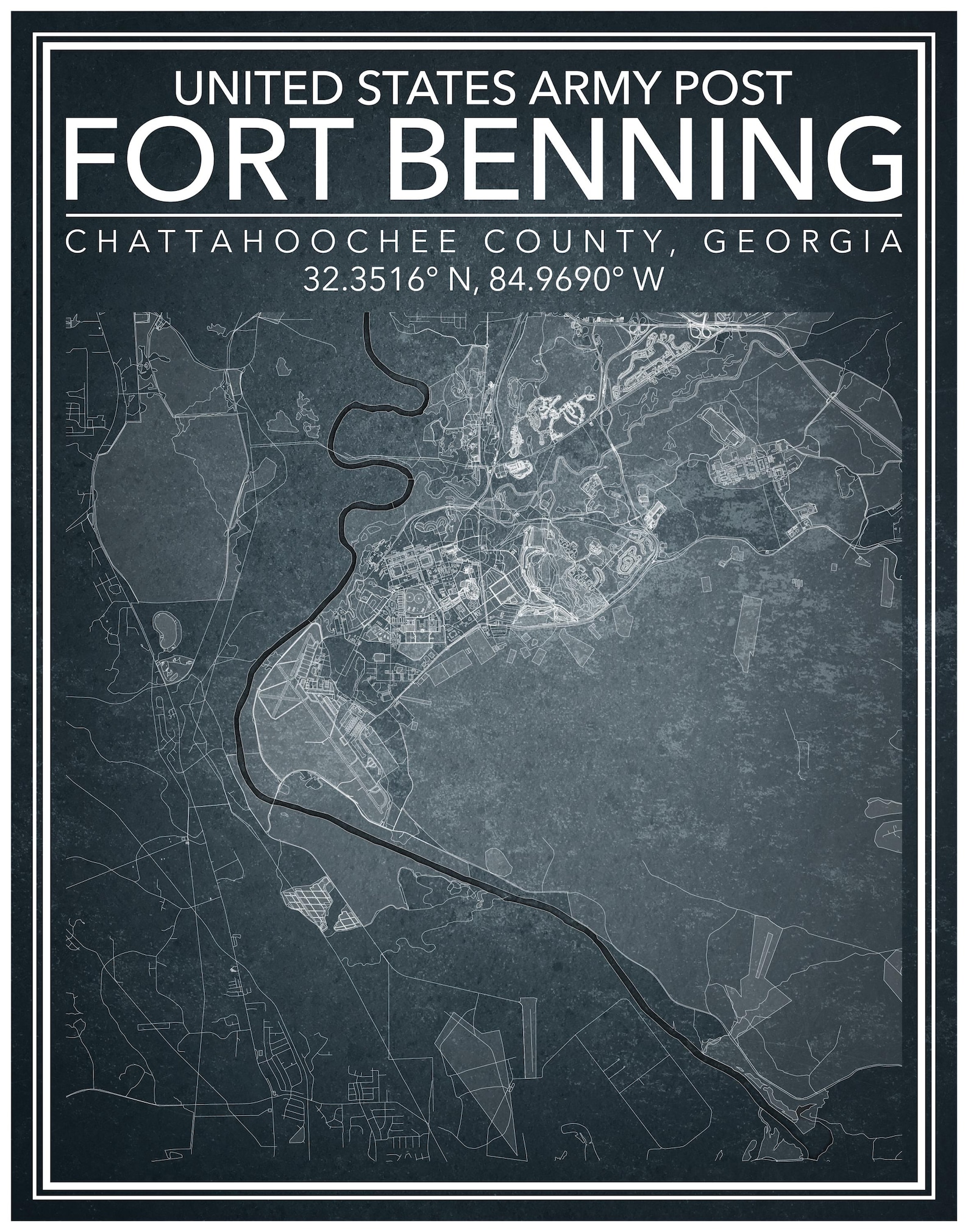 Wall Art Map Print of US Army Post Fort Benning, Georgia!! - Etsy