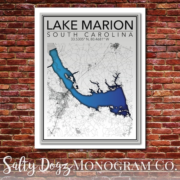 Map of Lake Marion Sc - Etsy