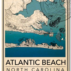 Wall Art Map Print Atlantic Beach, NC - Etsy