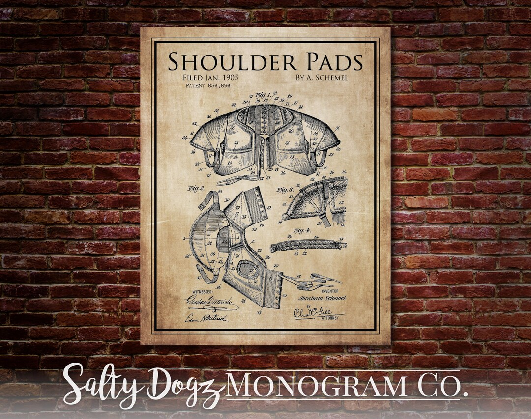 Vintage Football Shoulder Pad Patent Print- Coach Gift- NFL -gridiron ...