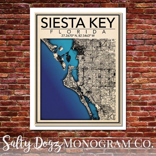 Siesta Key Map - Etsy