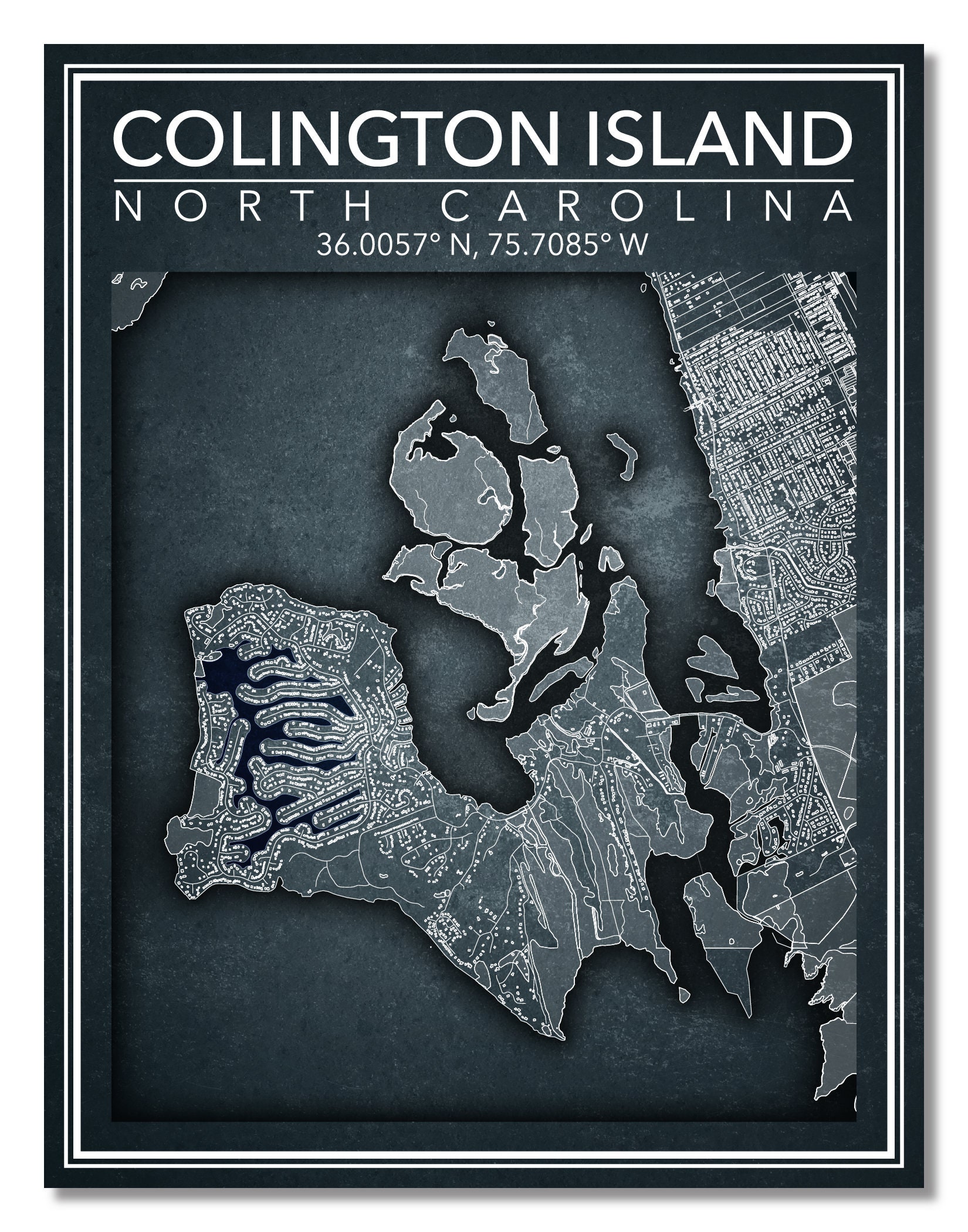 Wall Art Map Print of Colington Island North Carolina - Etsy