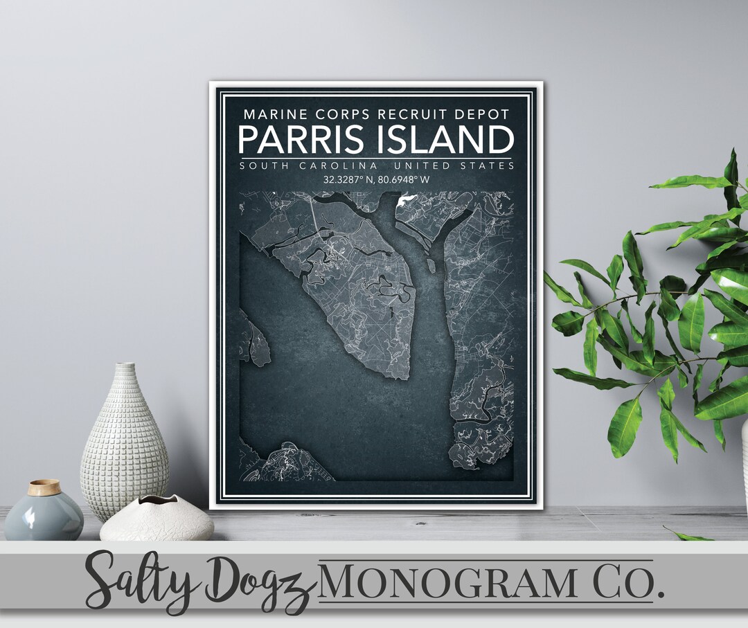 Wall Art Map Marine Corps Recruit Depot Parris Island- South Carolina ...