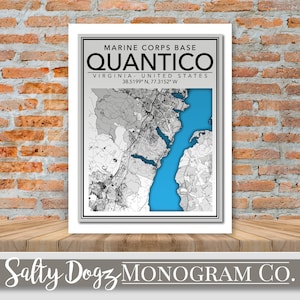 Wall Art Map United States Marine Corps Base Quantico, Virginia! - Etsy