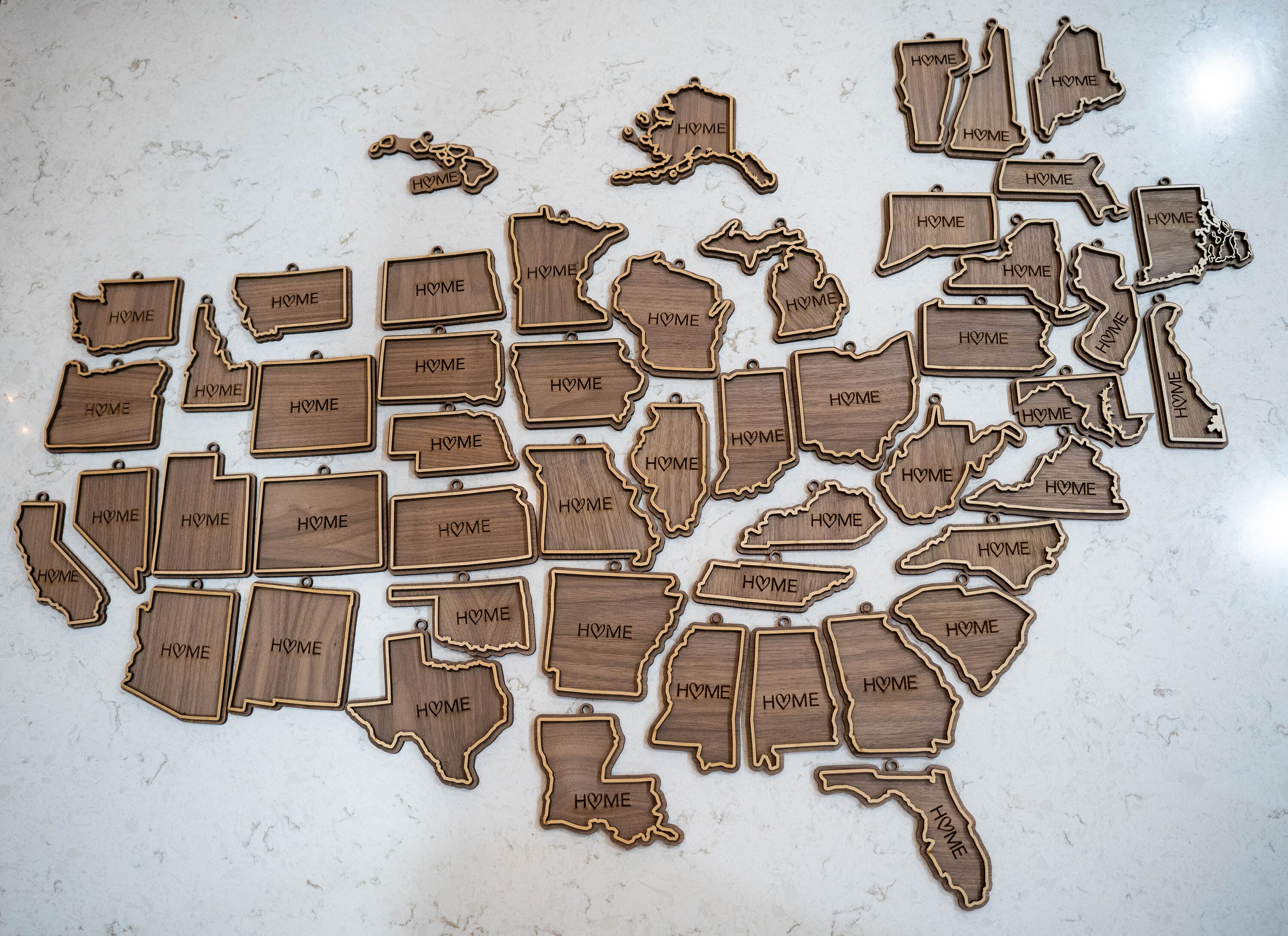 United States Laser Cut Walnut and Birch Ornament Oregon - Etsy