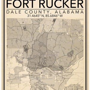 Wall Art Map Print of United States Army Post Fort Rucker, Alabama. - Etsy
