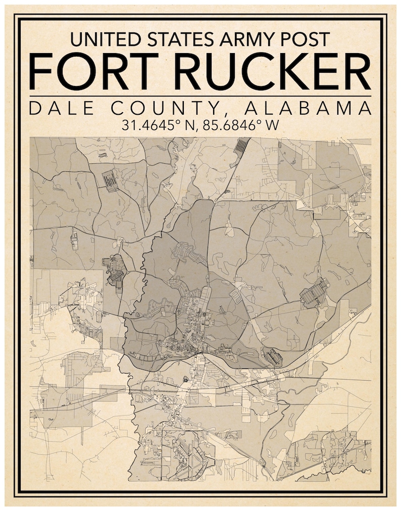 Wall Art Map Print of United States Army Post Fort Rucker, Alabama. - Etsy