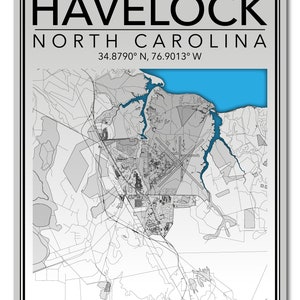 Wall Art Map of Havelock, North Carolina - Etsy