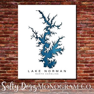 Wall Art Map Print of Lake Norman, North Carolina!!! - Etsy