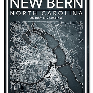 Wall Art Map Print New Bern, North Carolina!! - Etsy