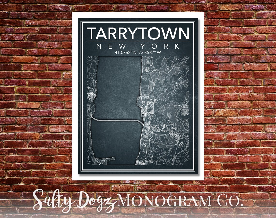 Wall Art Map Print of Tarrytown New York - Etsy