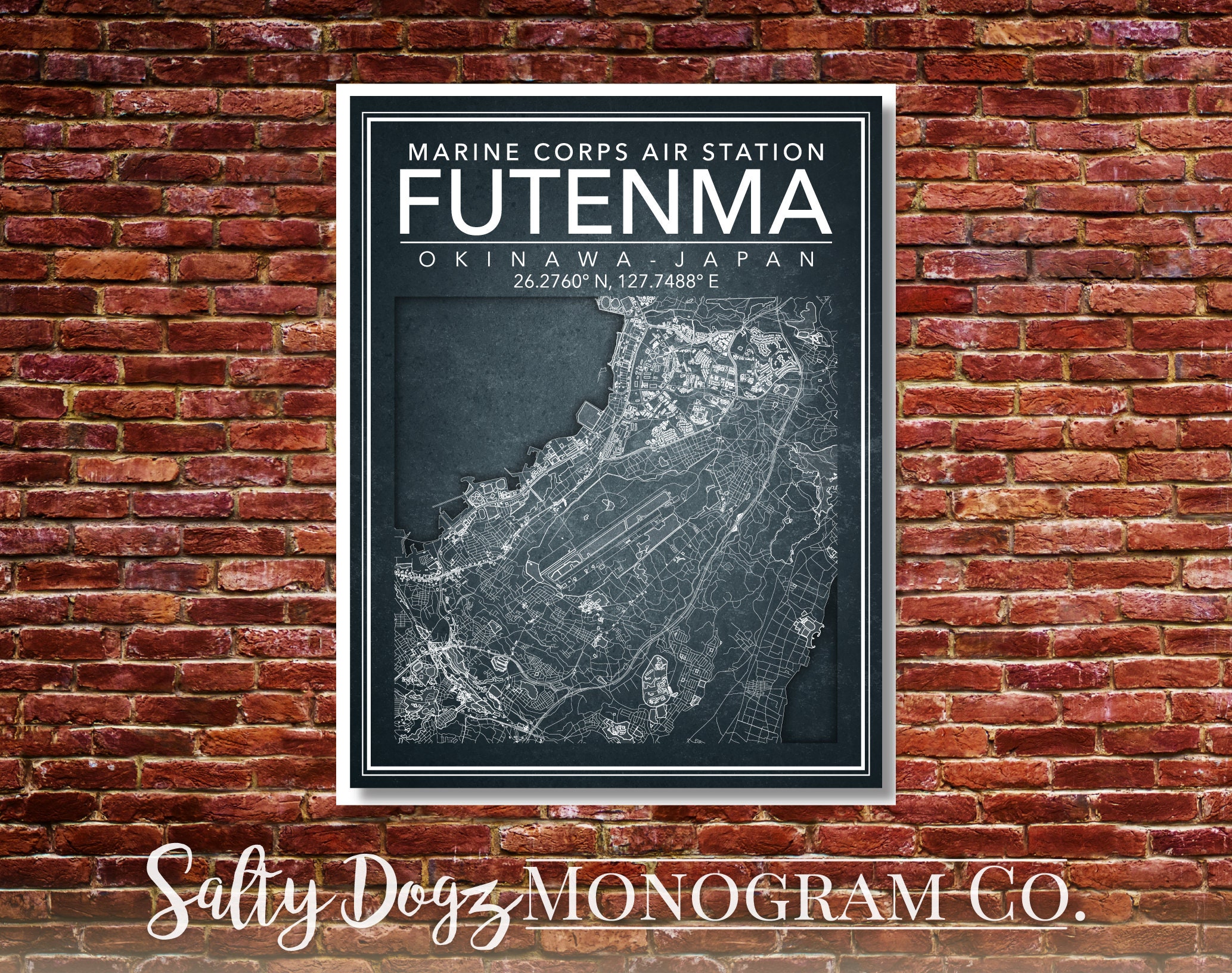 Wall Art Map United States Marine Corps Air Station Futenma | Etsy